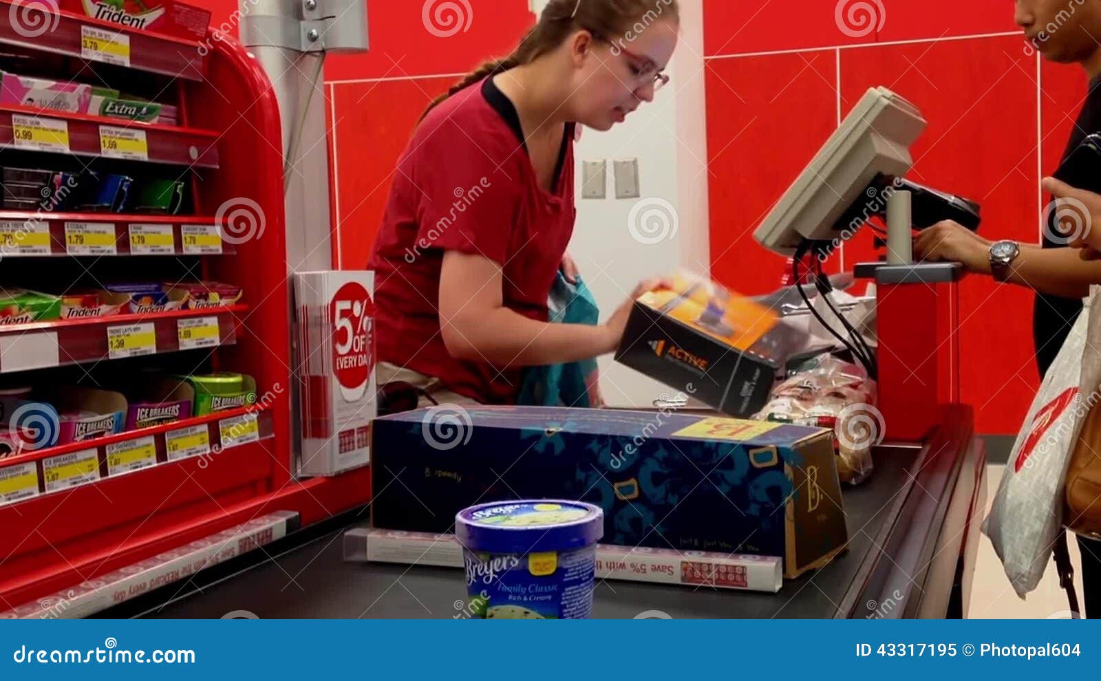 One Side of Check Out Counter Stock Video - Video of service, enjoyment ...