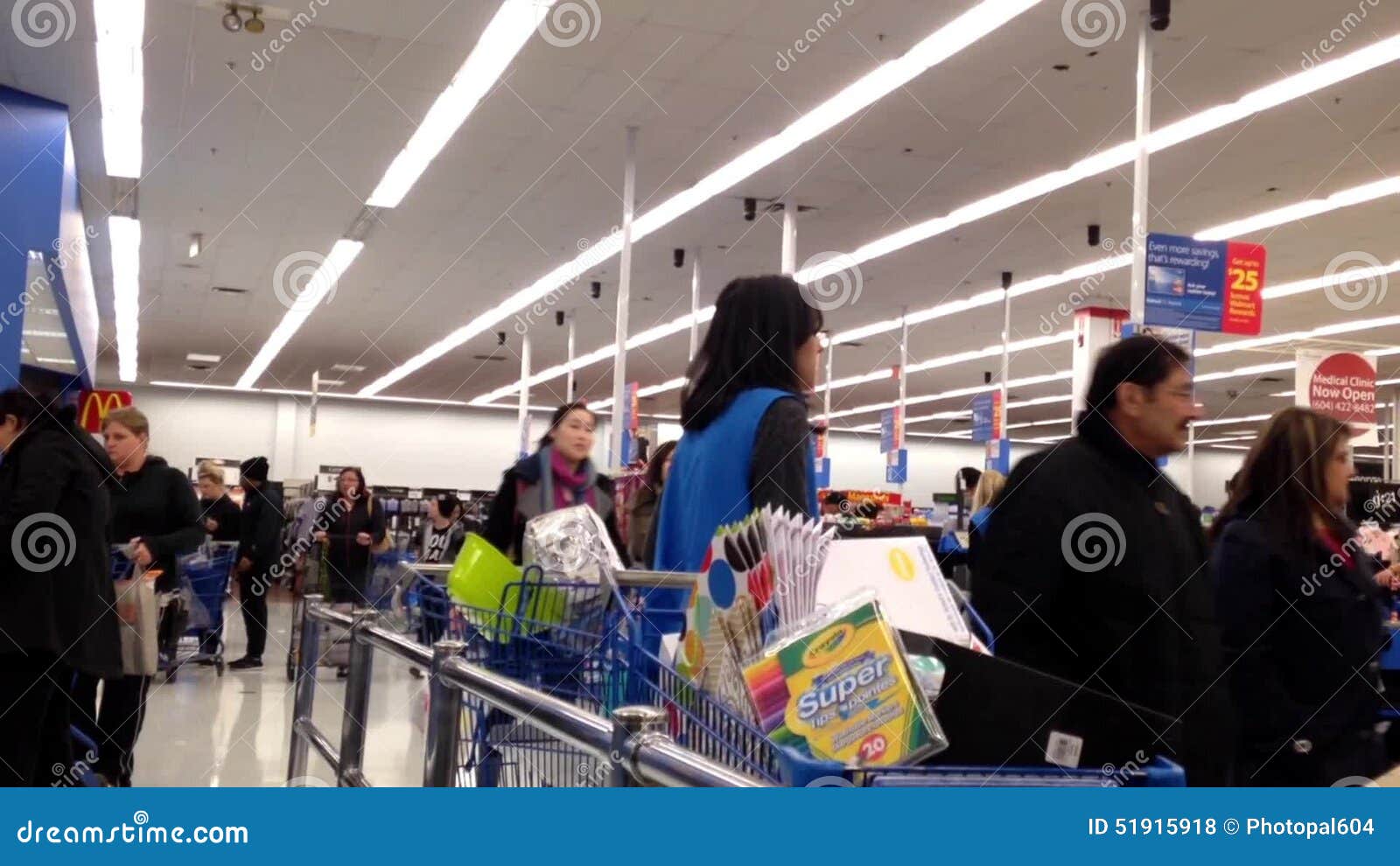 One Side of Check Out Counter Inside Walmart Store Stock Footage ...