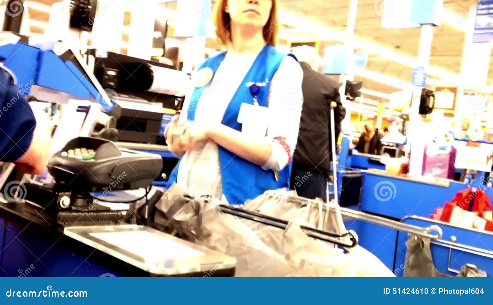 One Side of Check Out Counter Inside Walmart Store Stock Footage ...