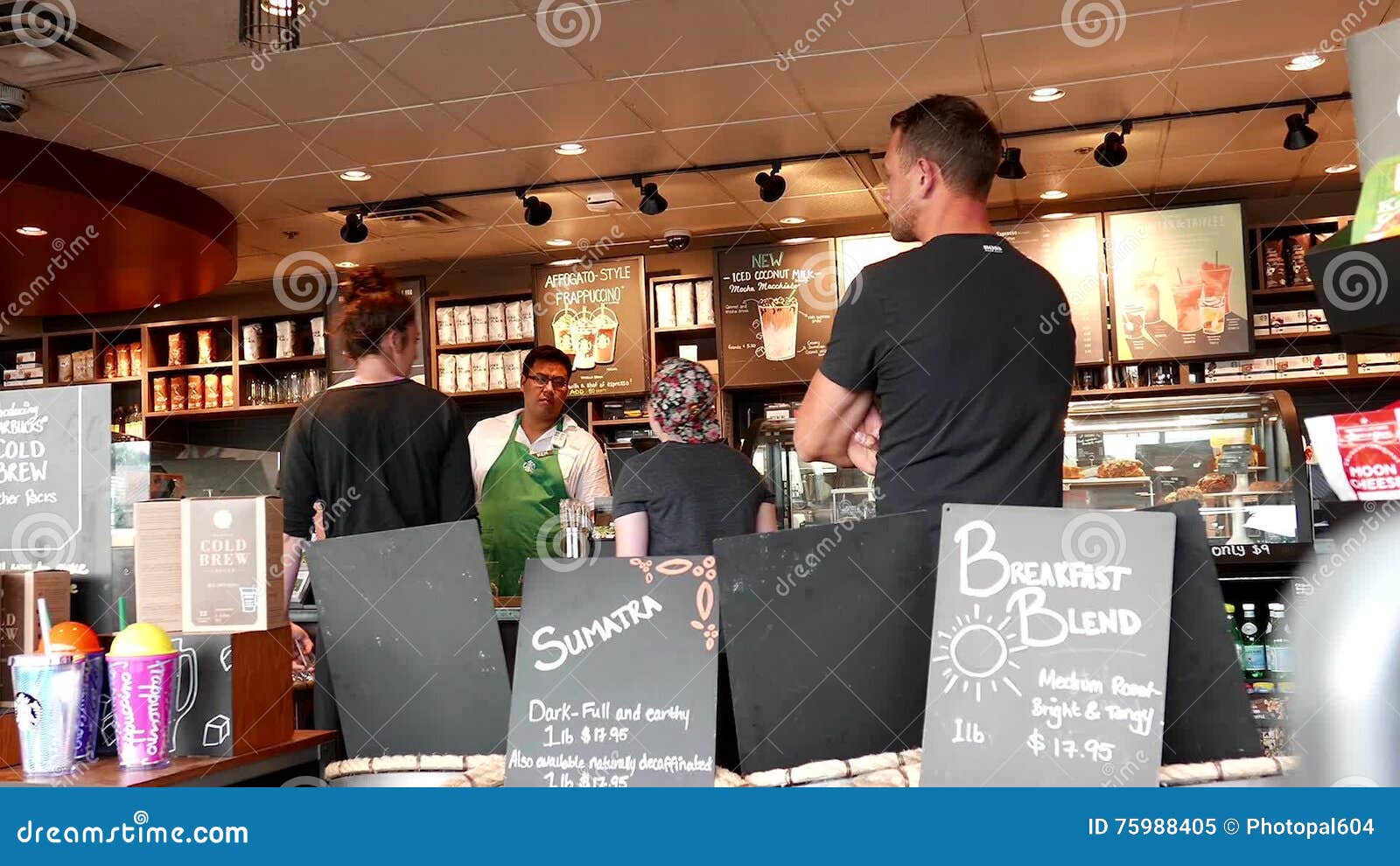 One Side of People Line Up for Buying Coffee Stock Video - Video of ...