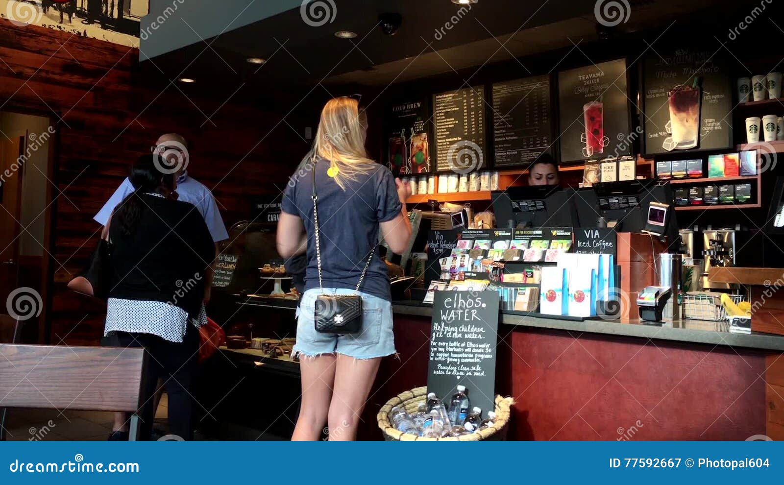 One Side of People Line Up for Ordering Coffee and Chatting Stock Video ...