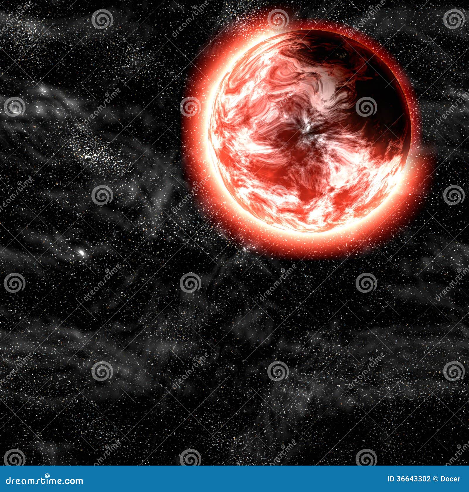 One Side Shadow of Planet. Cosmos Sky Backgrounds Stock Illustration ...