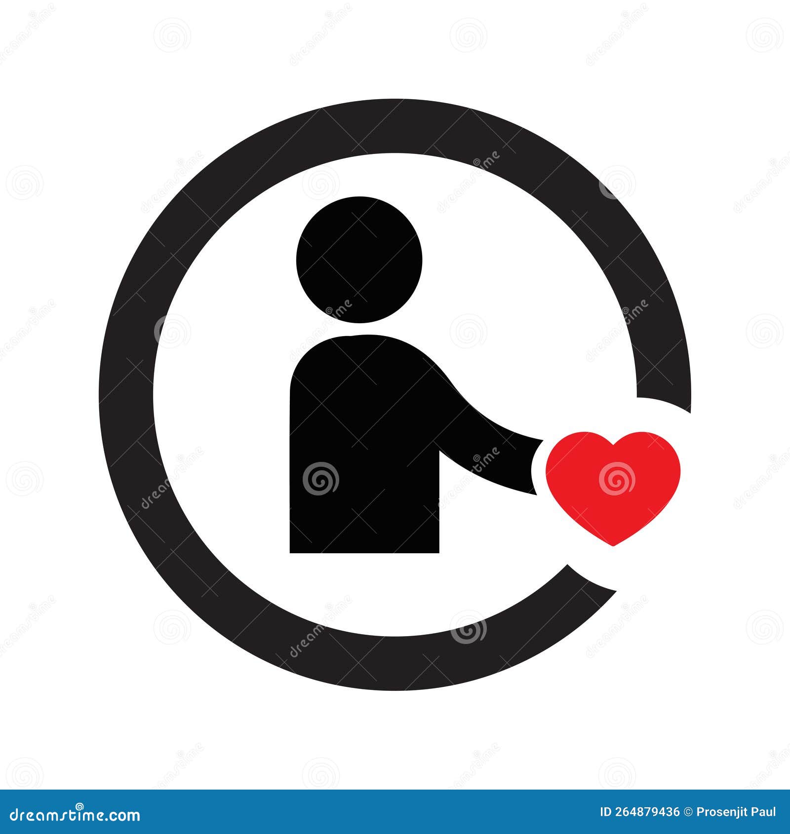 One sided love icon stock vector. Illustration of heart - 264879436