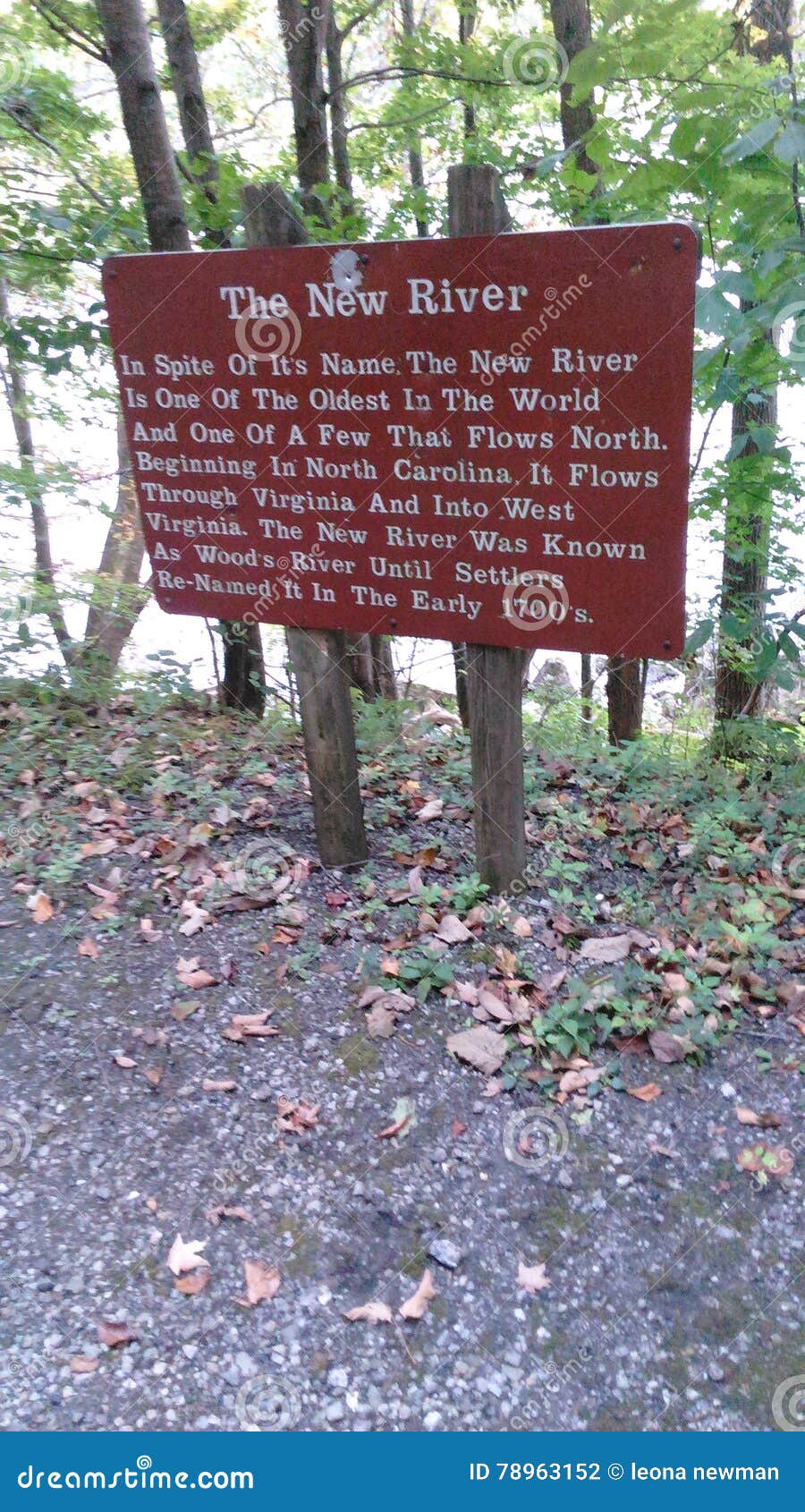 One of the Signs on the New River Trail Stock Photo - Image of river ...