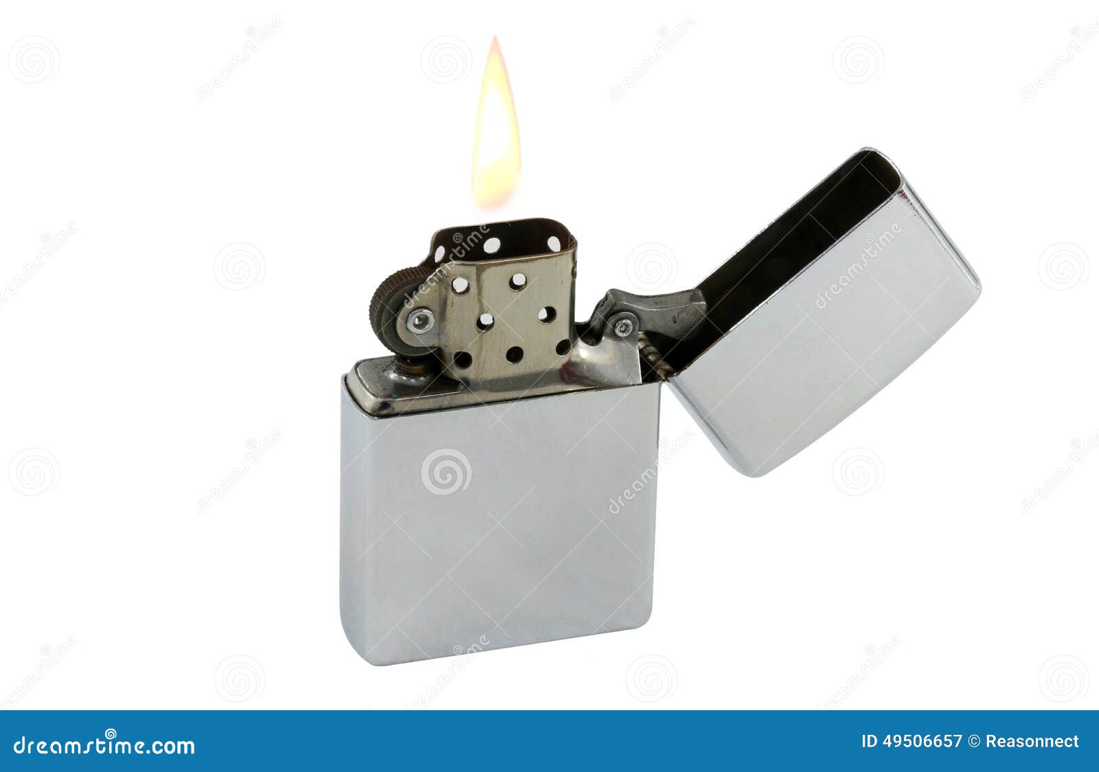 One Silver Lighter Flame Isolated on White Background Stock Image ...