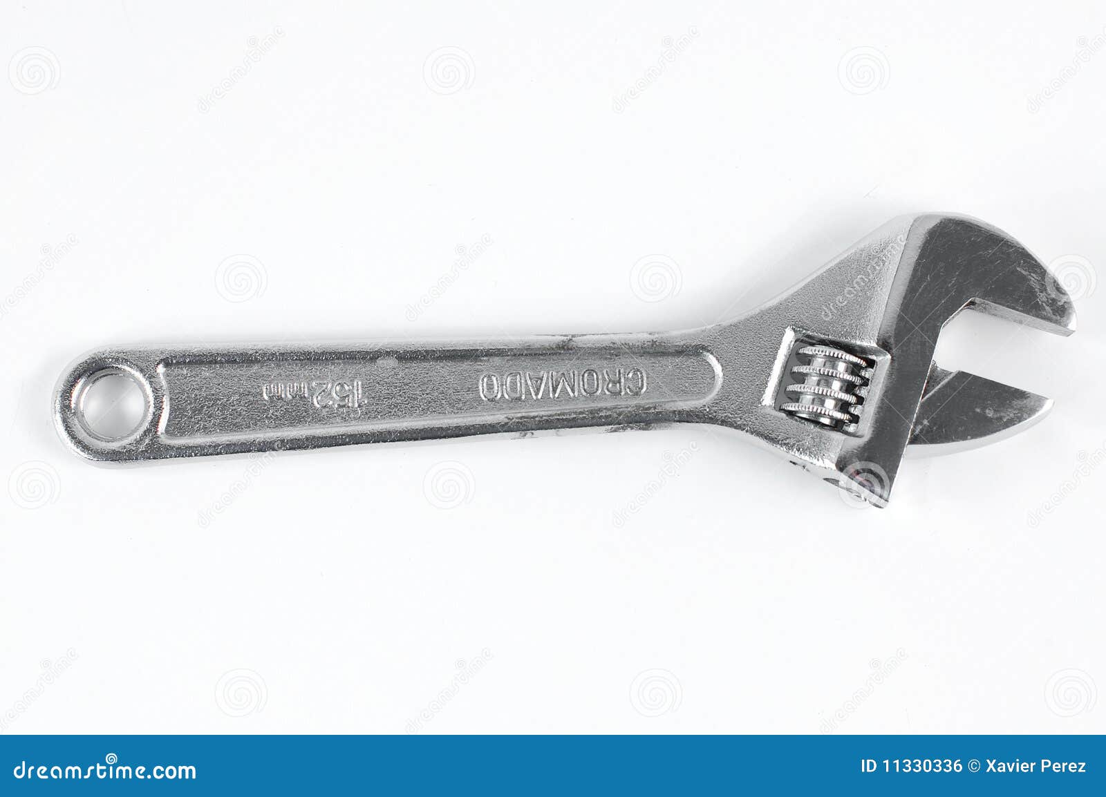 One Silver Wrench Isolated on a White Stock Photo - Image of spanner ...
