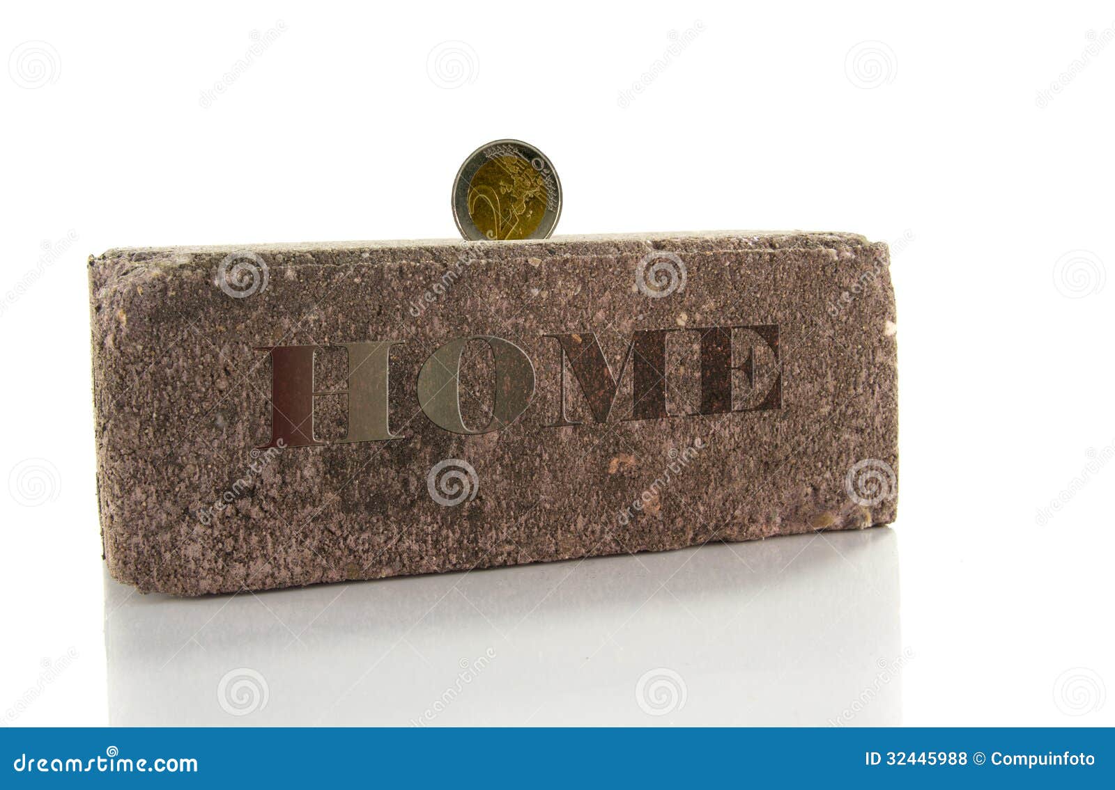 One Single Concrete Stone with Euro Coin Stock Photo - Image of ...