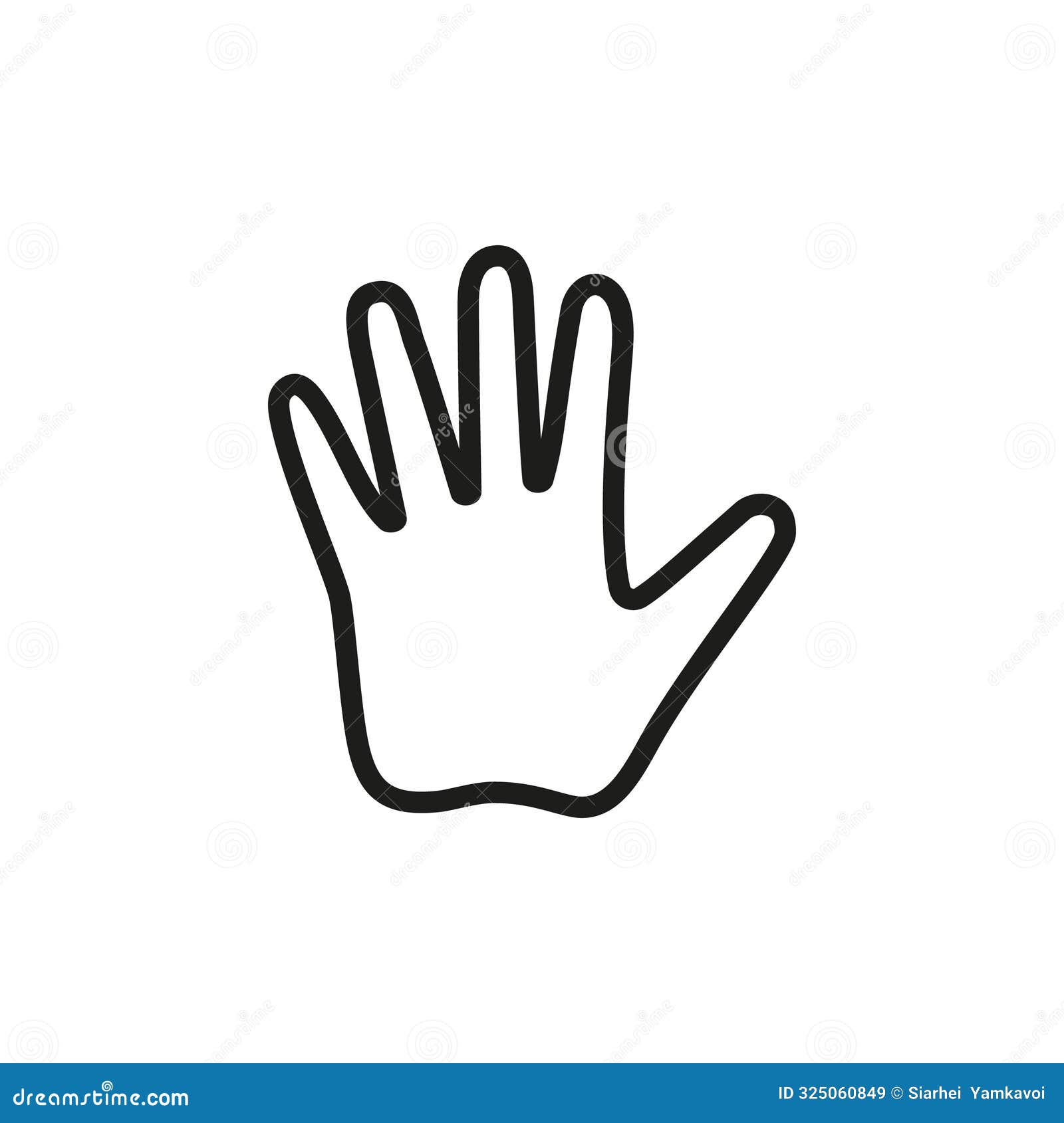 One Single Empty Open Human Hand Palm with Fingers Splayed and Spread ...