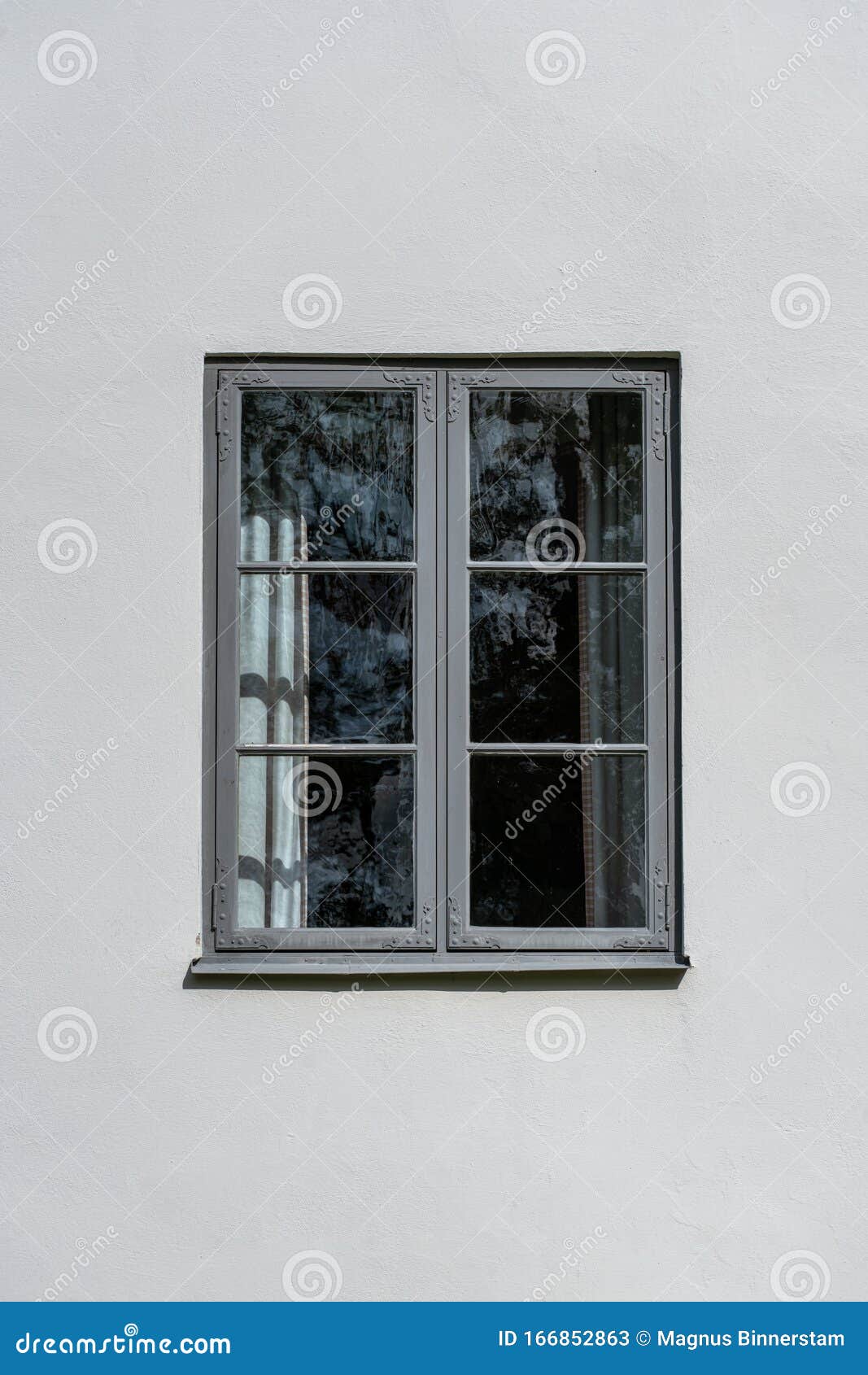 One Single Gray Window on a Bright White Wall Stock Image - Image of ...
