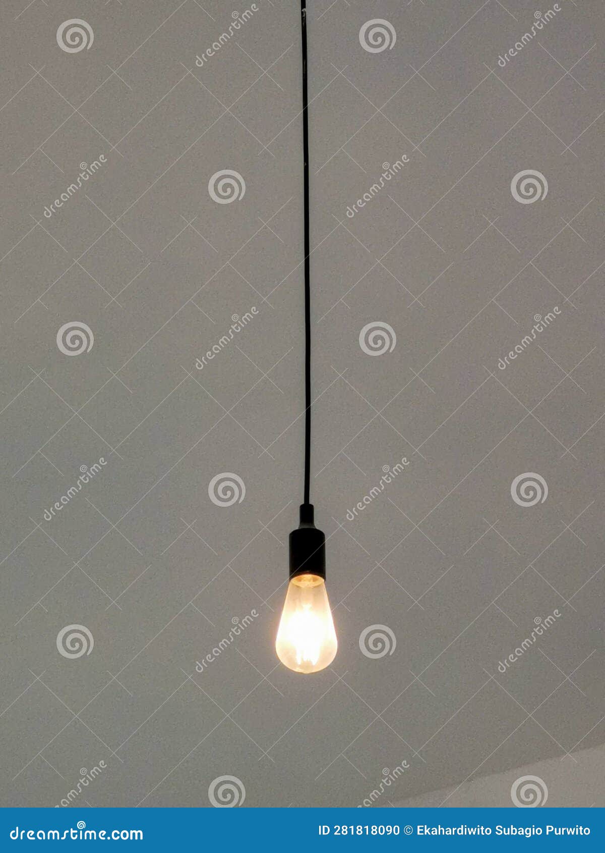 One Single Lightbulb Hanging in the House. Stock Photo - Image of dark ...