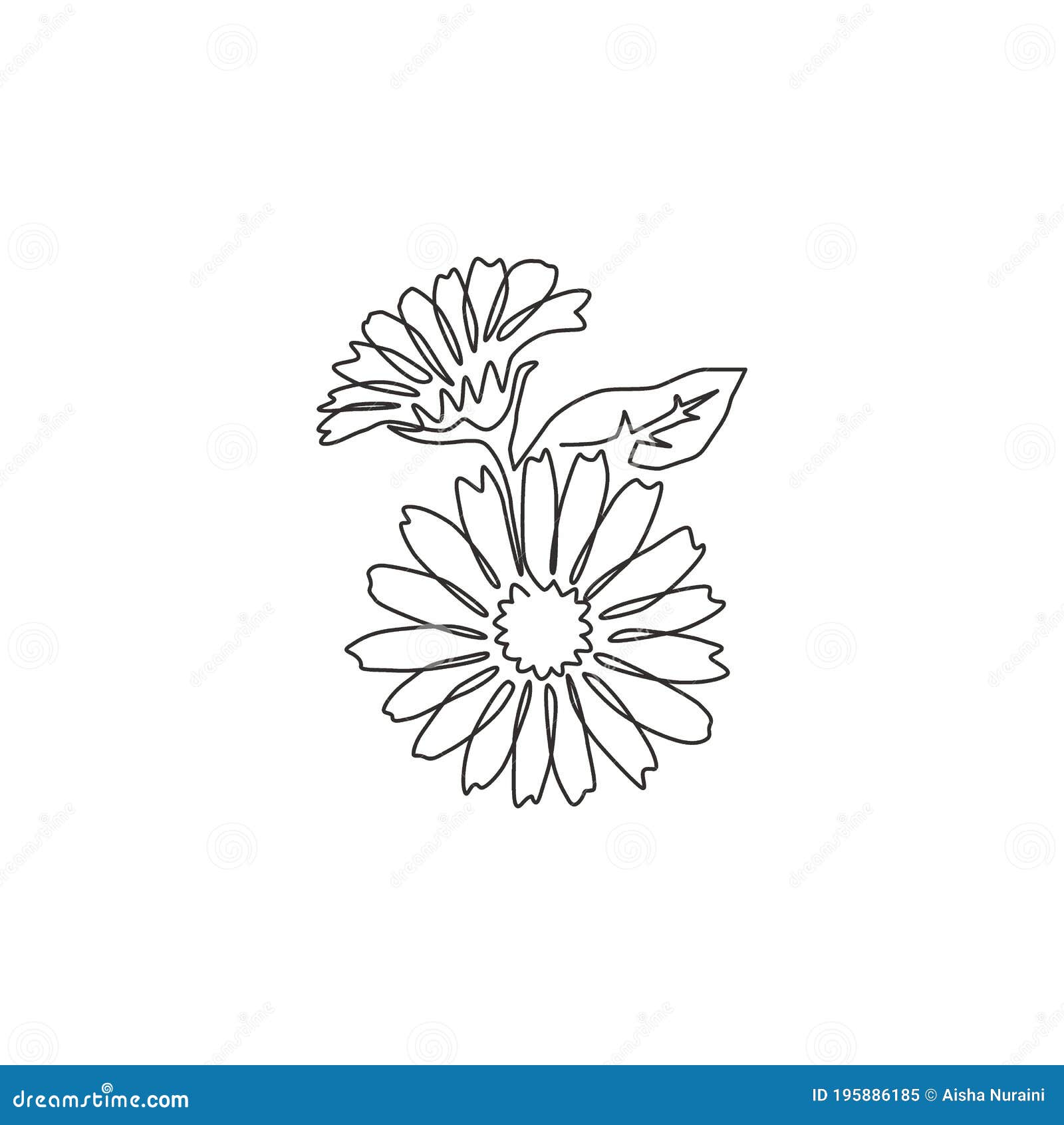 One Single Line Drawing Of Beauty Fresh Marigold For Home Wall Decor