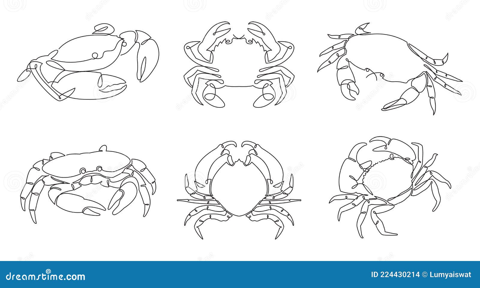 One Single Line Drawing Of Crabs Vector Stock Vector Illustration Of Graphic Minimalism