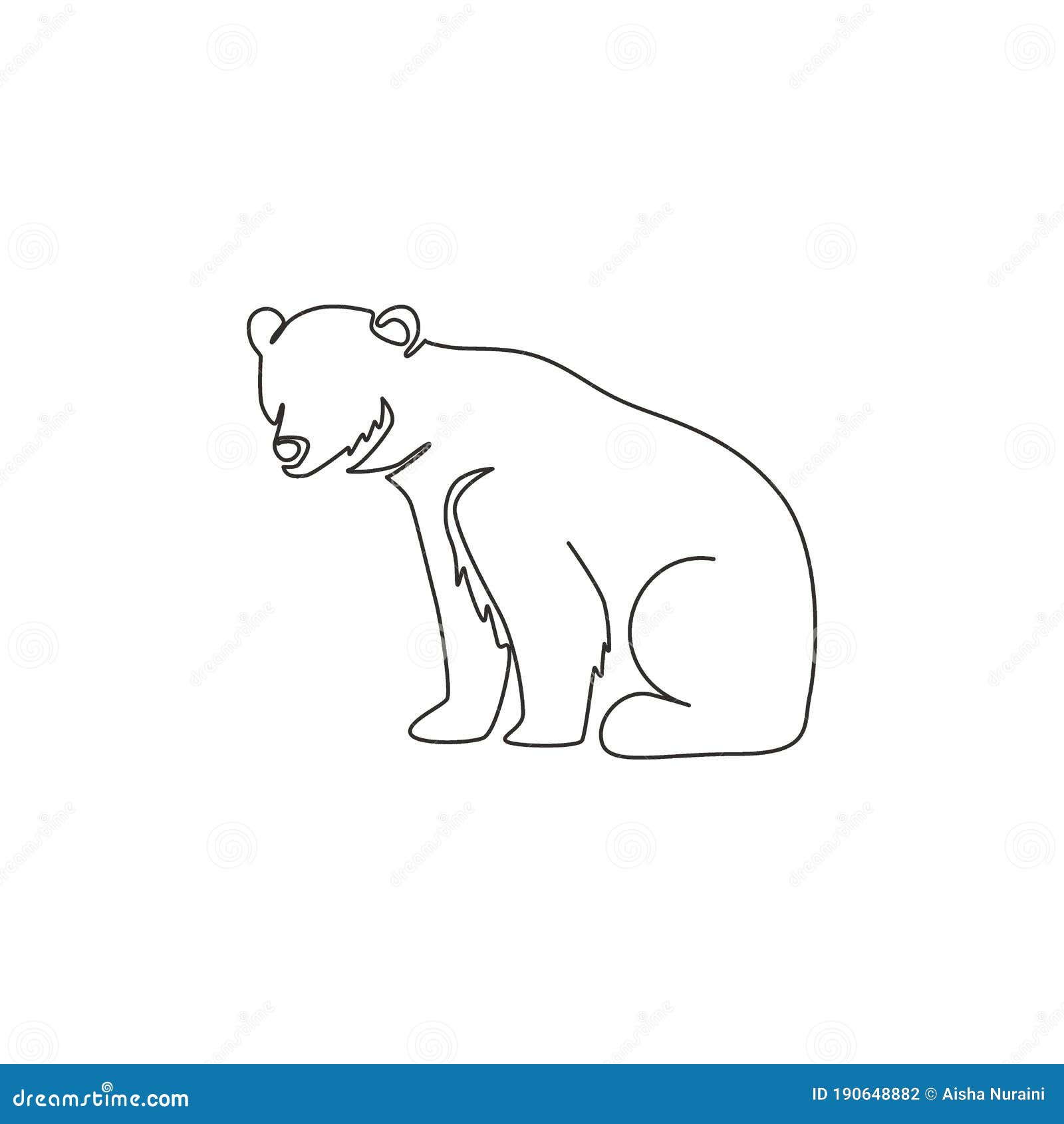 One Single Line Drawing of Cute Grizzly Bear for Company Logo Identity ... One Single Line Drawing of Cute Grizzly Bear for Company Logo Identity ...