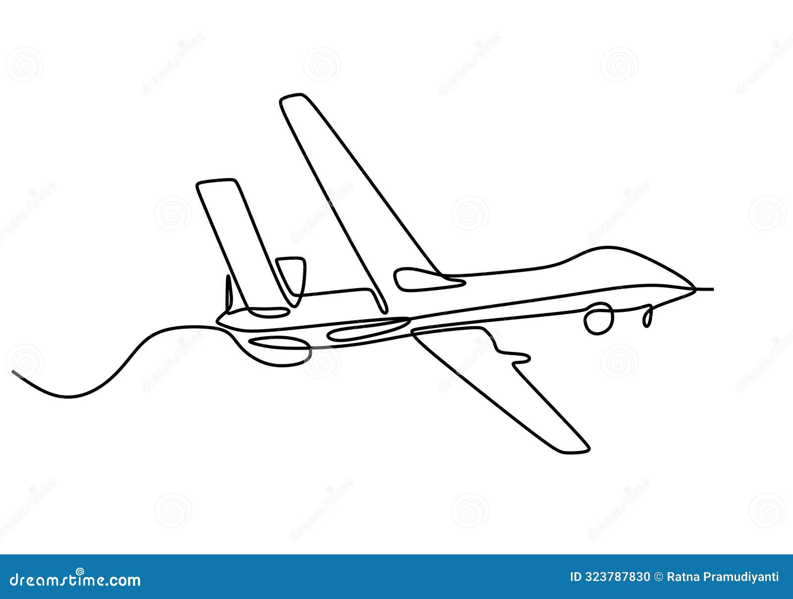 One Single Line Drawing of Flying Drone Airplane, Unmanned Plane Stock ...