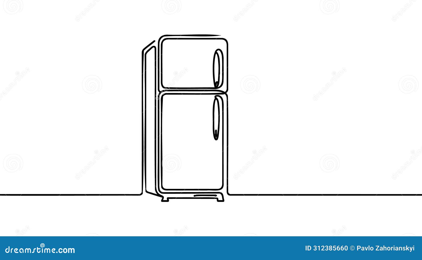 One Single Line Drawing of Refrigerator Home Appliance. Electricity ...