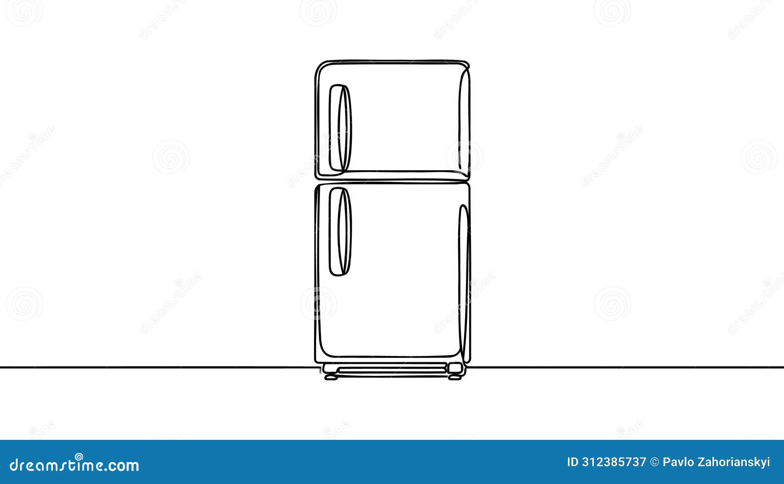 One Single Line Drawing of Refrigerator Home Appliance. Electricity ...