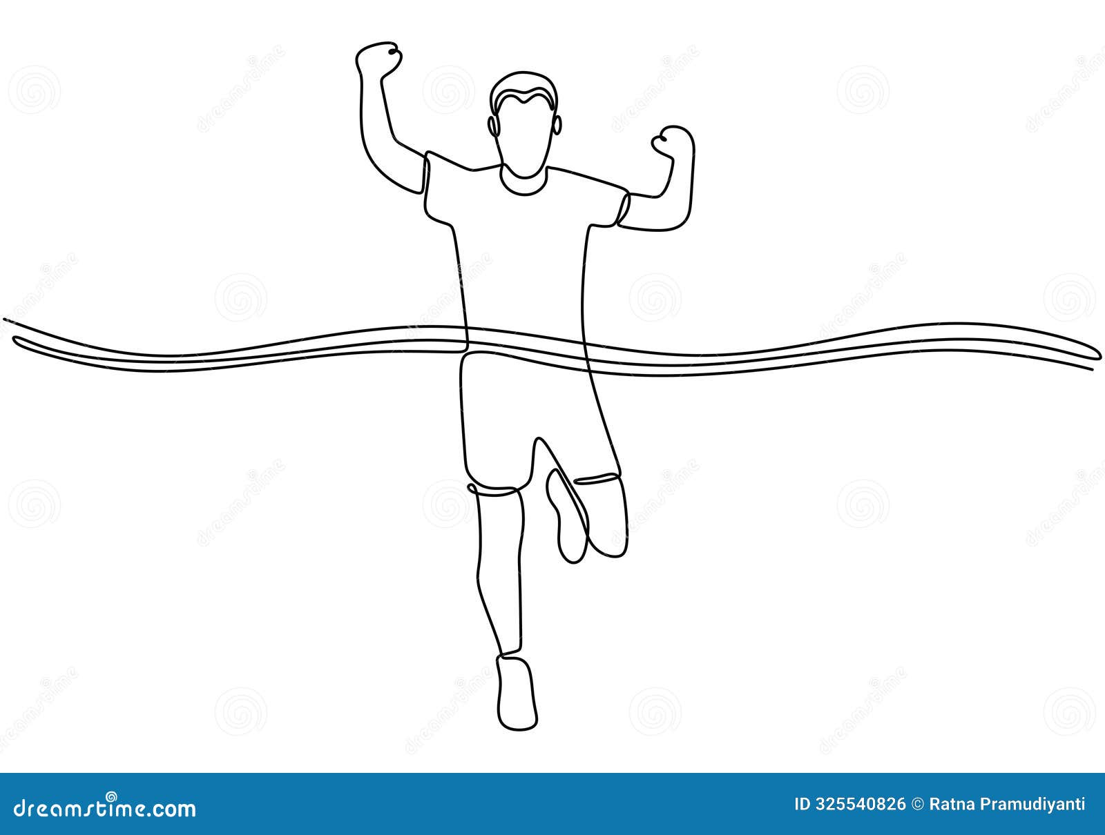 One Single Line Drawing Runner Running Pass Finish Line at Run Race ...