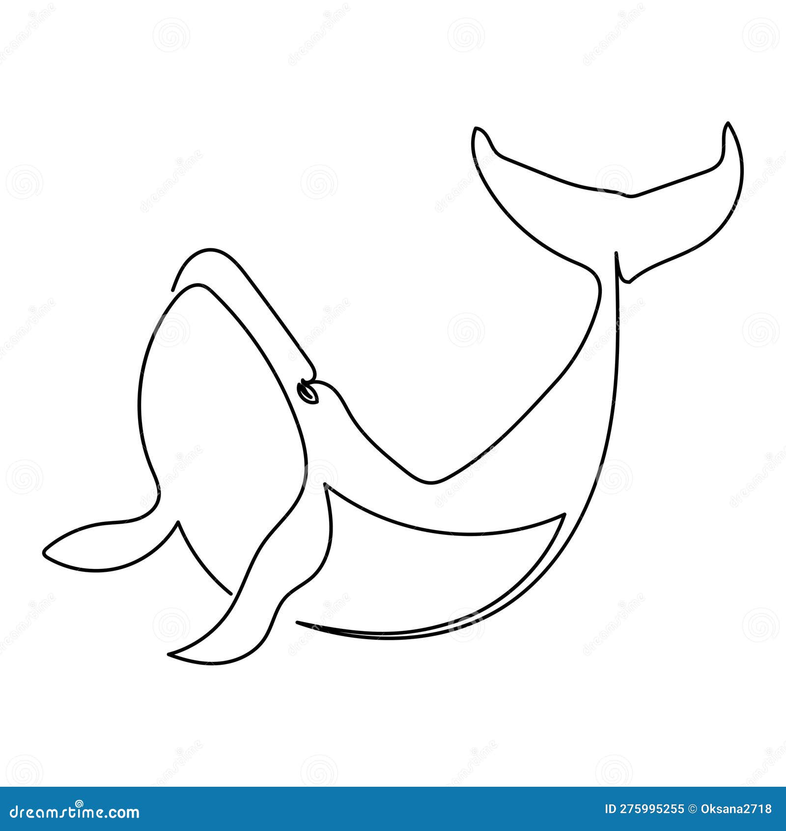 One Single Line Drawing of Whale for Logo Stock Vector - Illustration ...