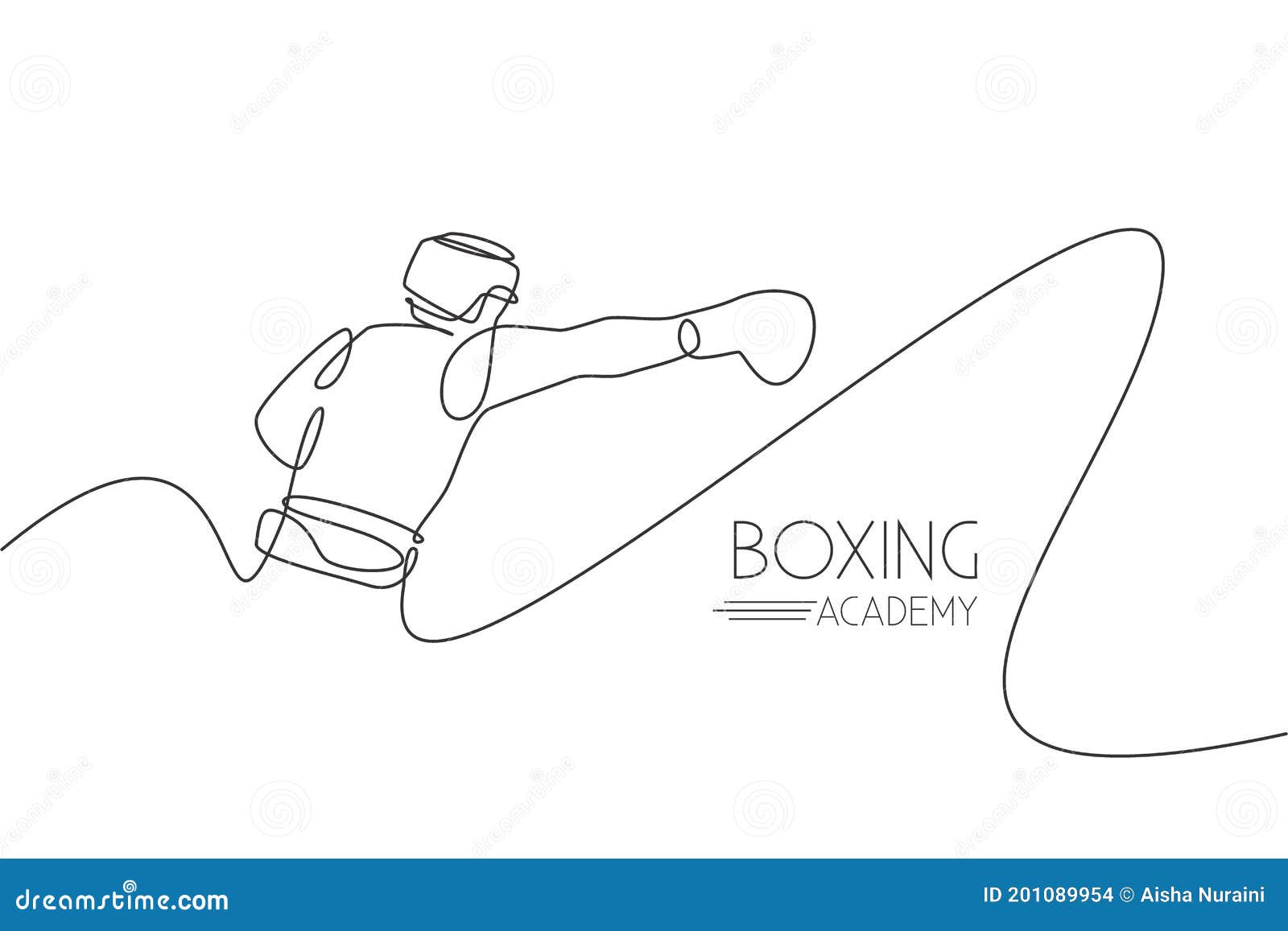 One Single Line Drawing of Young Energetic Man Boxer Practicing Punch ...