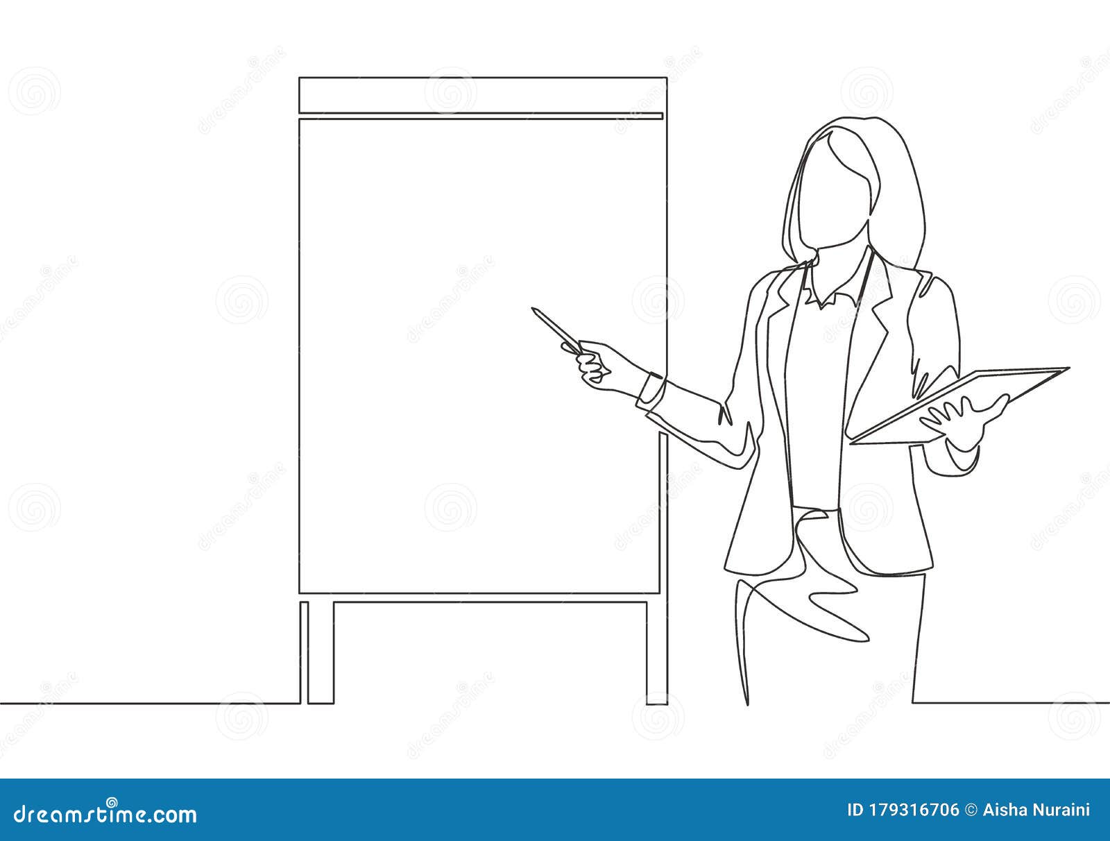 One Single Line Drawing of Young Female Presenter Teaching How To Do ... One Single Line Drawing of Young Female Presenter Teaching How To Do ...