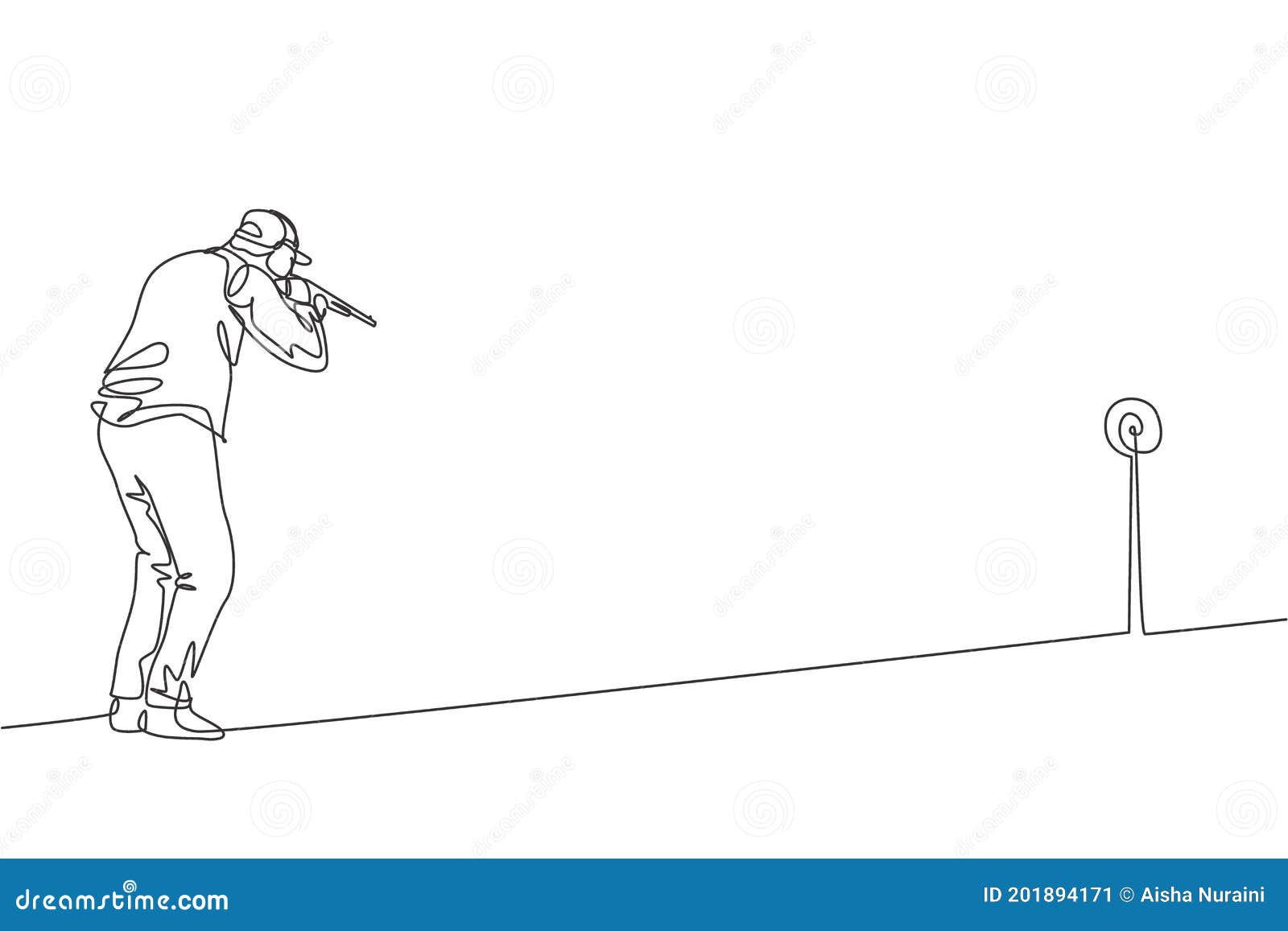 One Single Line Drawing of Young Man Practicing To Shot Target in Range ...