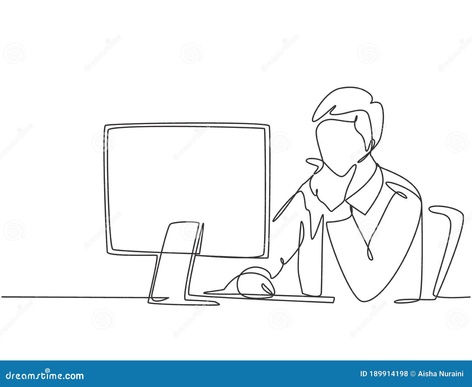 One Single Line Drawing of Young Startup CEO Sitting in Front of ...