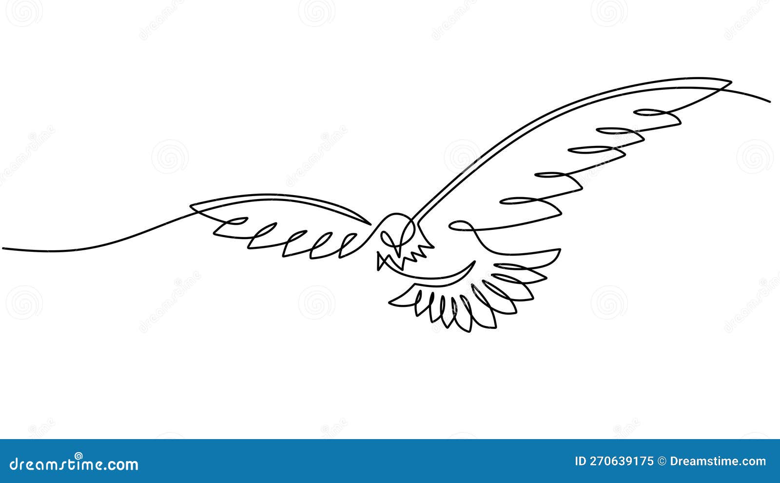 One Single Line of Eagle Isolated on White Background Stock Vector ...