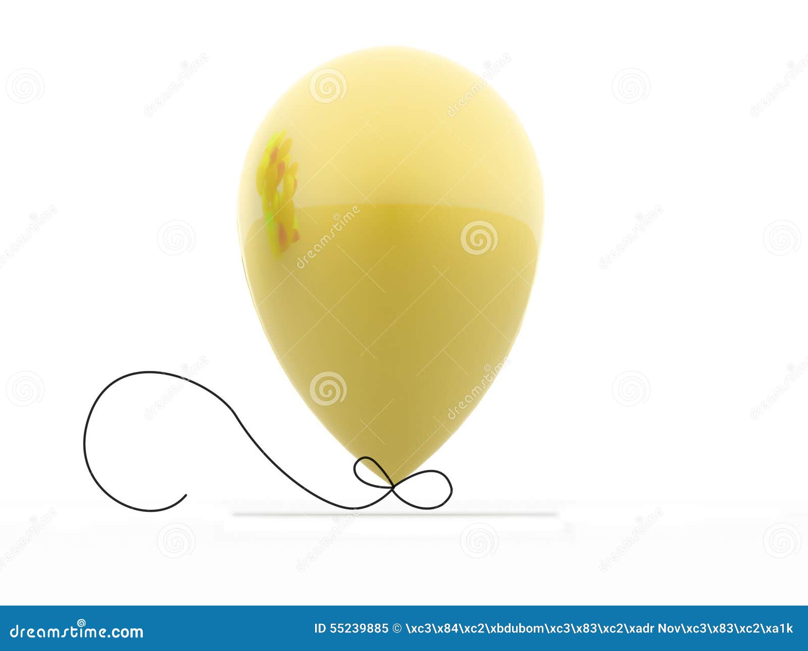 One Single Yellow Balloon Isolated Stock Illustration - Illustration of ...