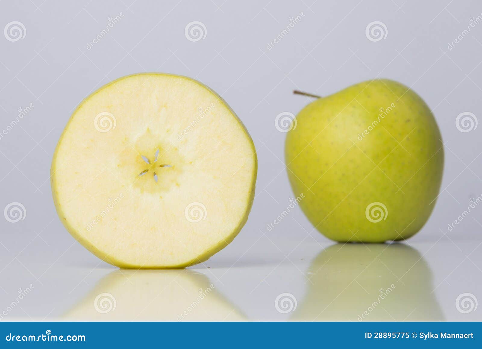 One Slice of Apple and One Whole Apple Stock Image - Image of fresh ...