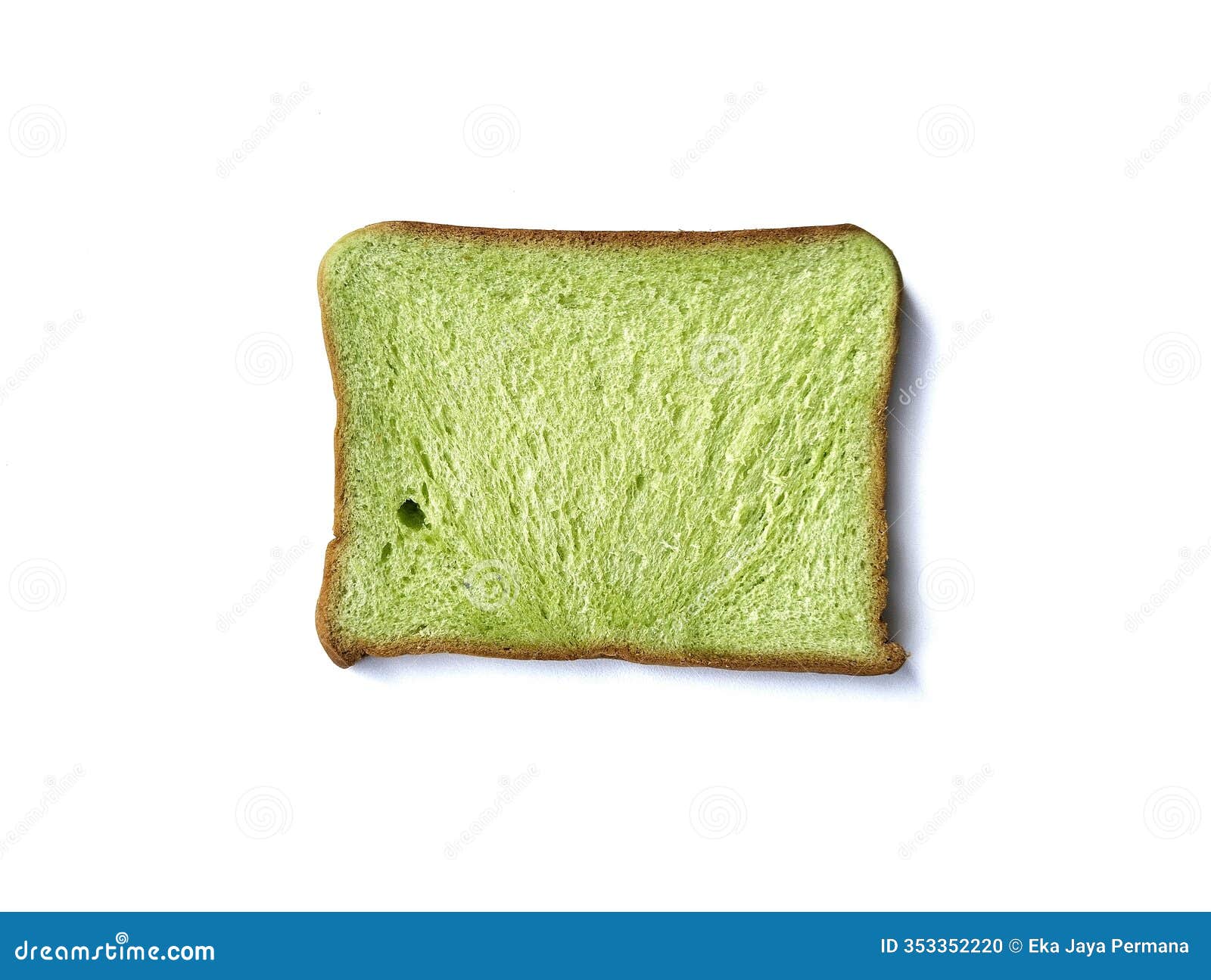 One Slice of Pandan Flavored Toast Isolated on White Background Stock ...