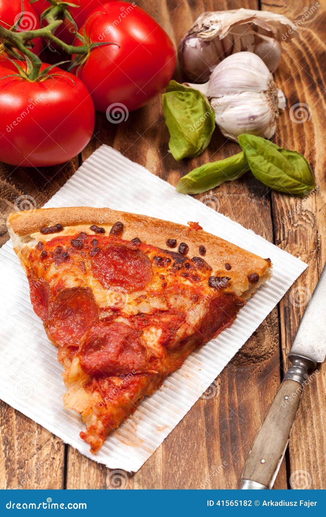 One slice of pizza. stock photo. Image of sliced, pepperoni - 41565182