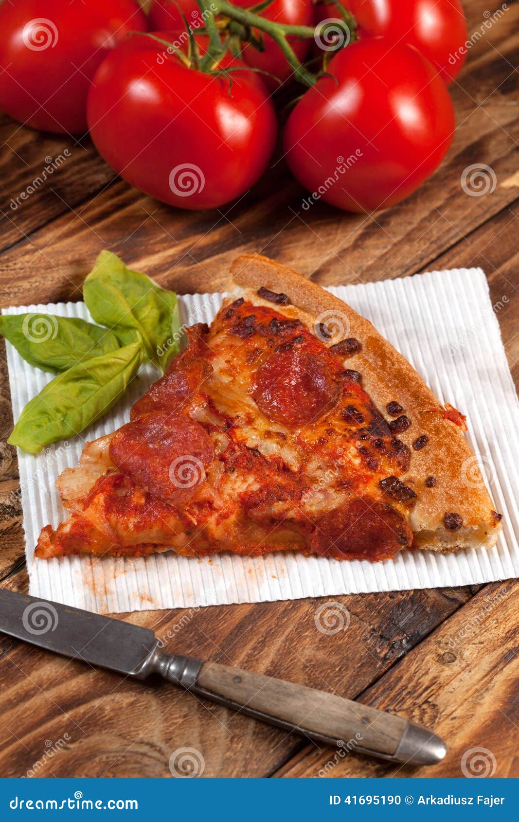 One slice of pizza. stock photo. Image of eating, delicious - 41695190