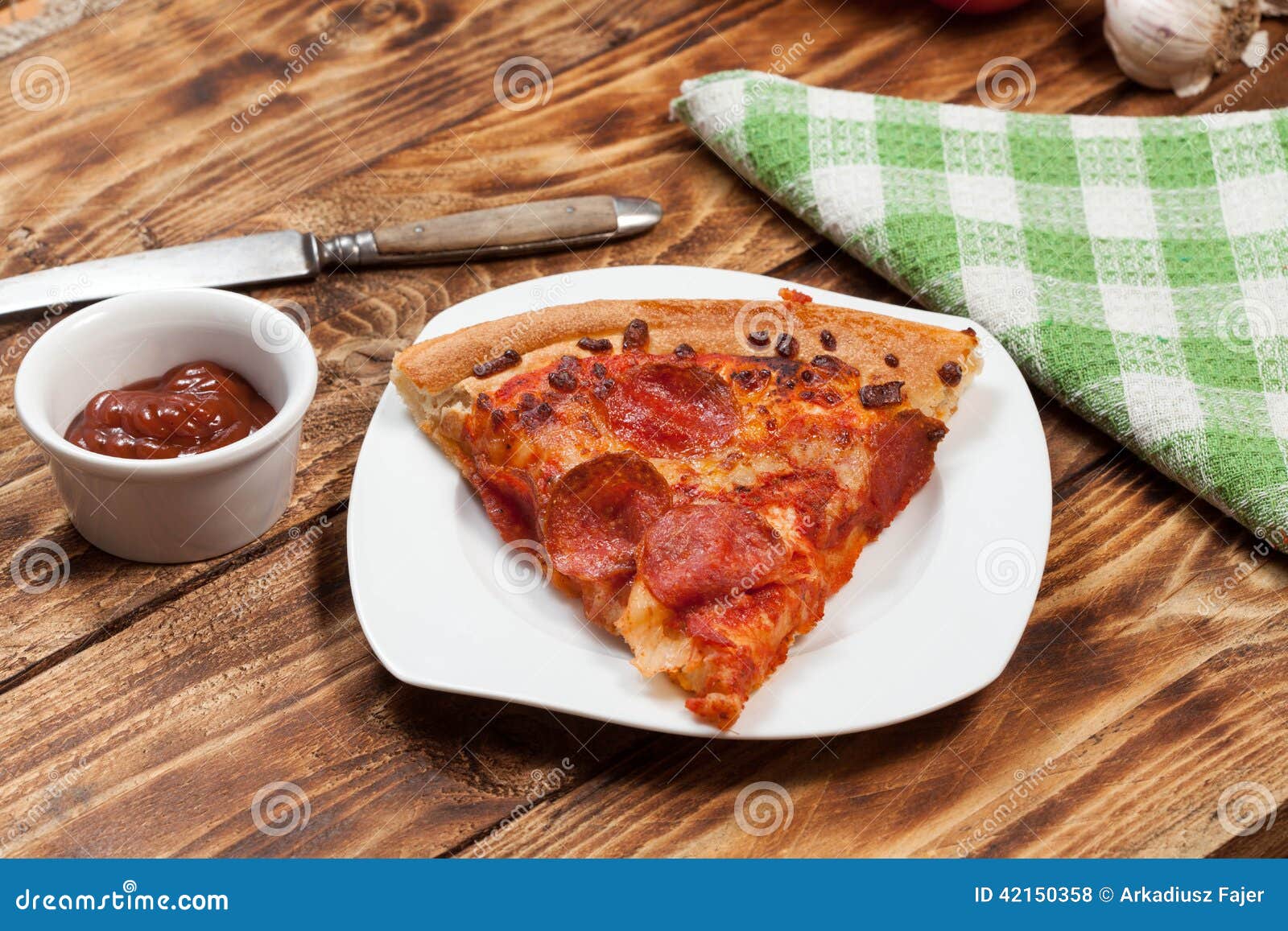 One slice of pizza. stock photo. Image of meal, gourmet - 42150358