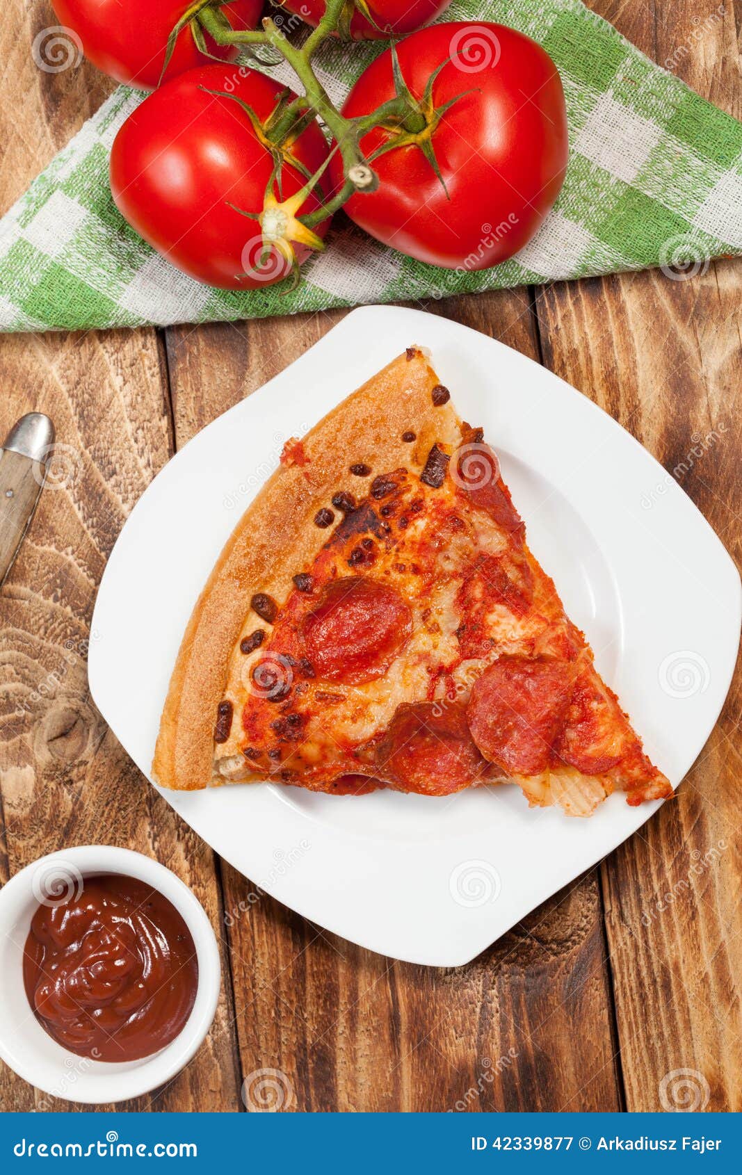 One slice of pizza. stock image. Image of snack, plate - 42339877