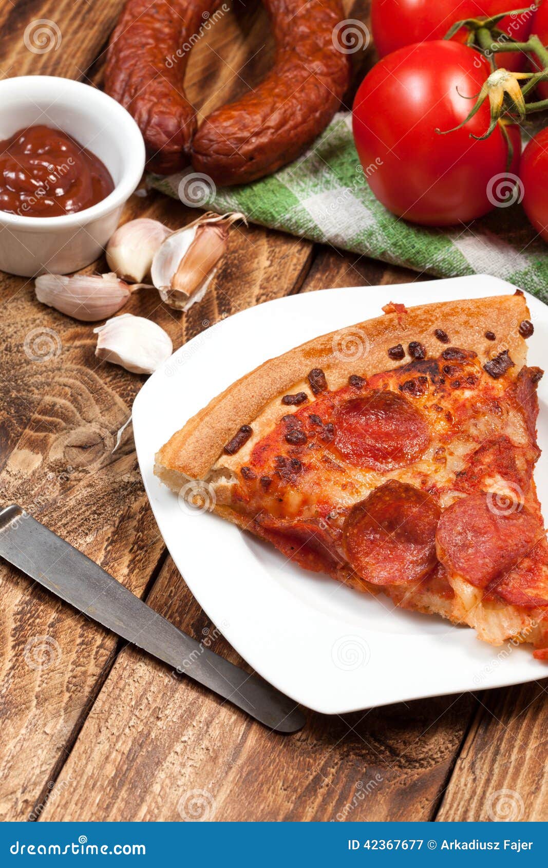 One slice of pizza. stock image. Image of sauce, cooking - 42367677