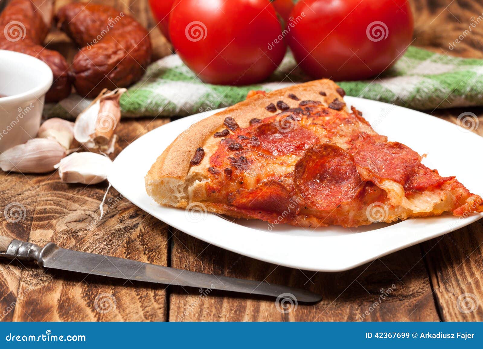 One slice of pizza. stock image. Image of sauce, italian - 42367699