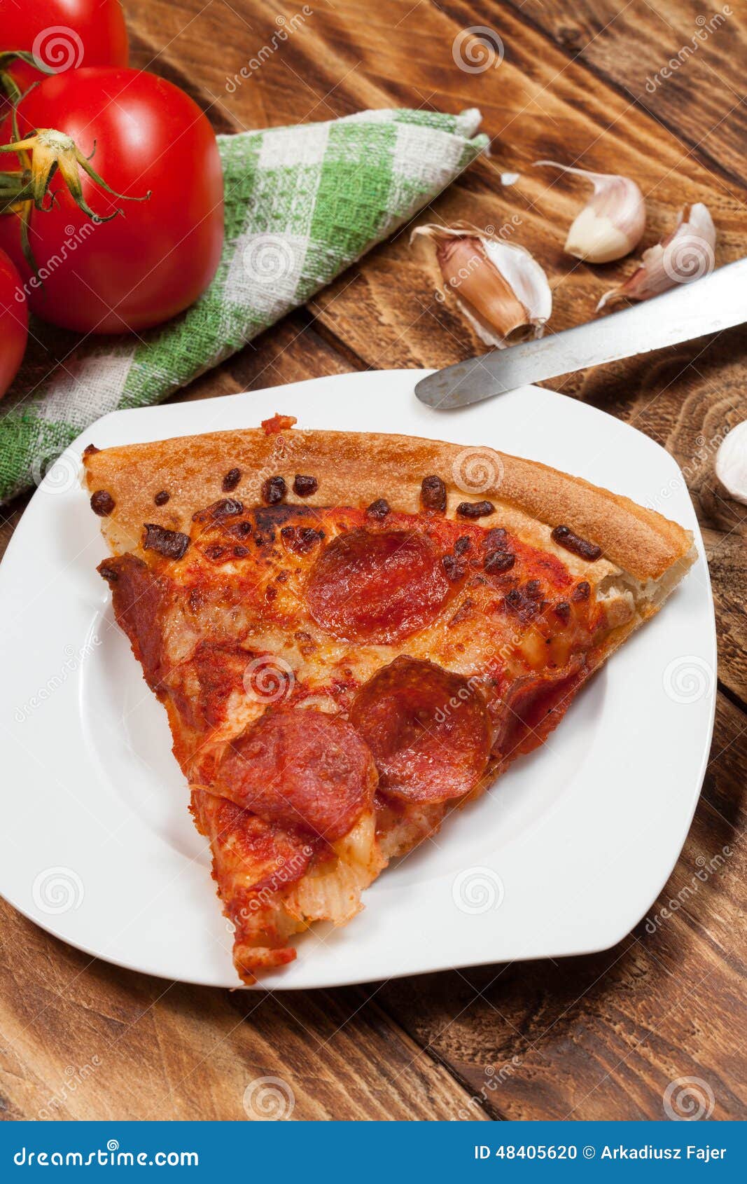 One slice of pizza. stock photo. Image of delicious, fresh - 48405620