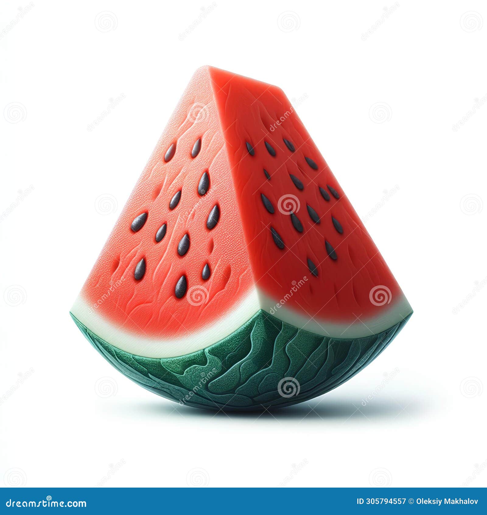 One Slice of Watermelon Isolated on White Background Stock Illustration ...