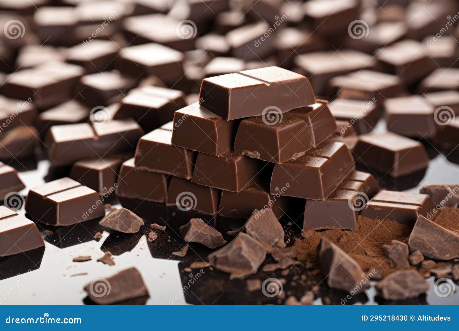 One Small Chocolate Piece Amidst Larger Pieces Stock Photo - Image of ...