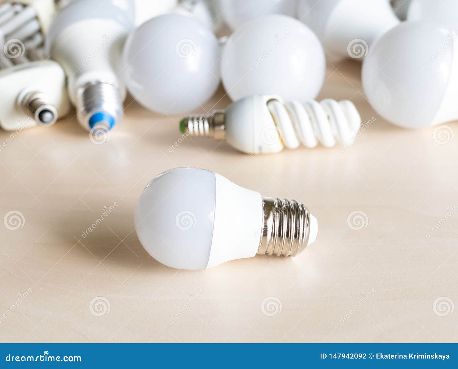 Small LED Bulb Light in Front of Different Lamps Stock Photo - Image of ...