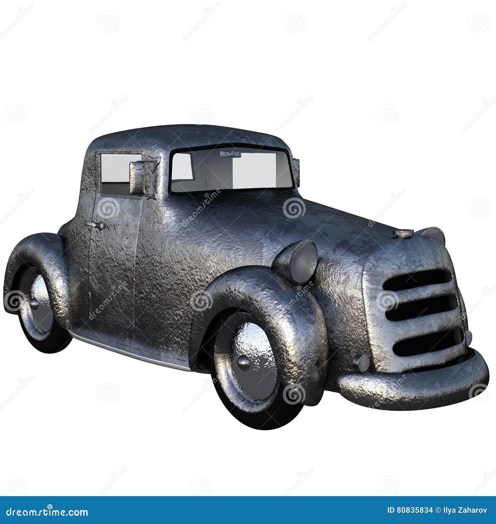 One Small Old Car Made of Iron Stock Illustration - Illustration of ...
