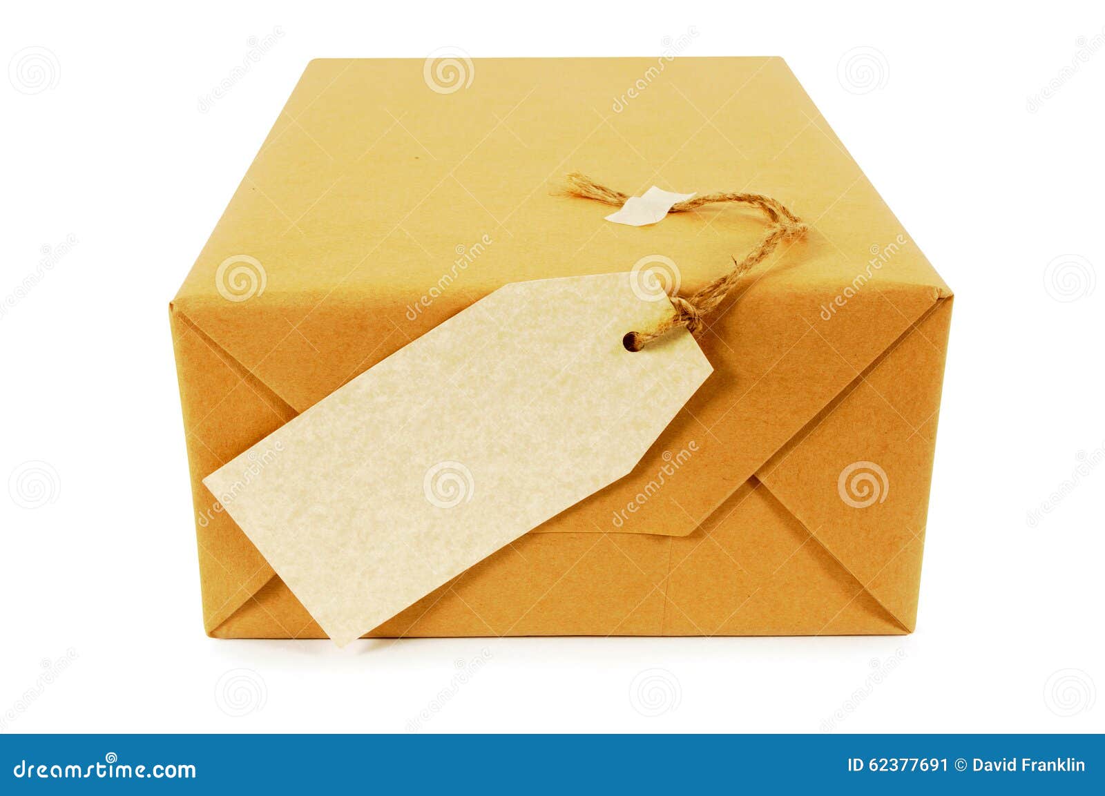 One Small Parcel or Package with Blank Manila Label Isolated on White ...