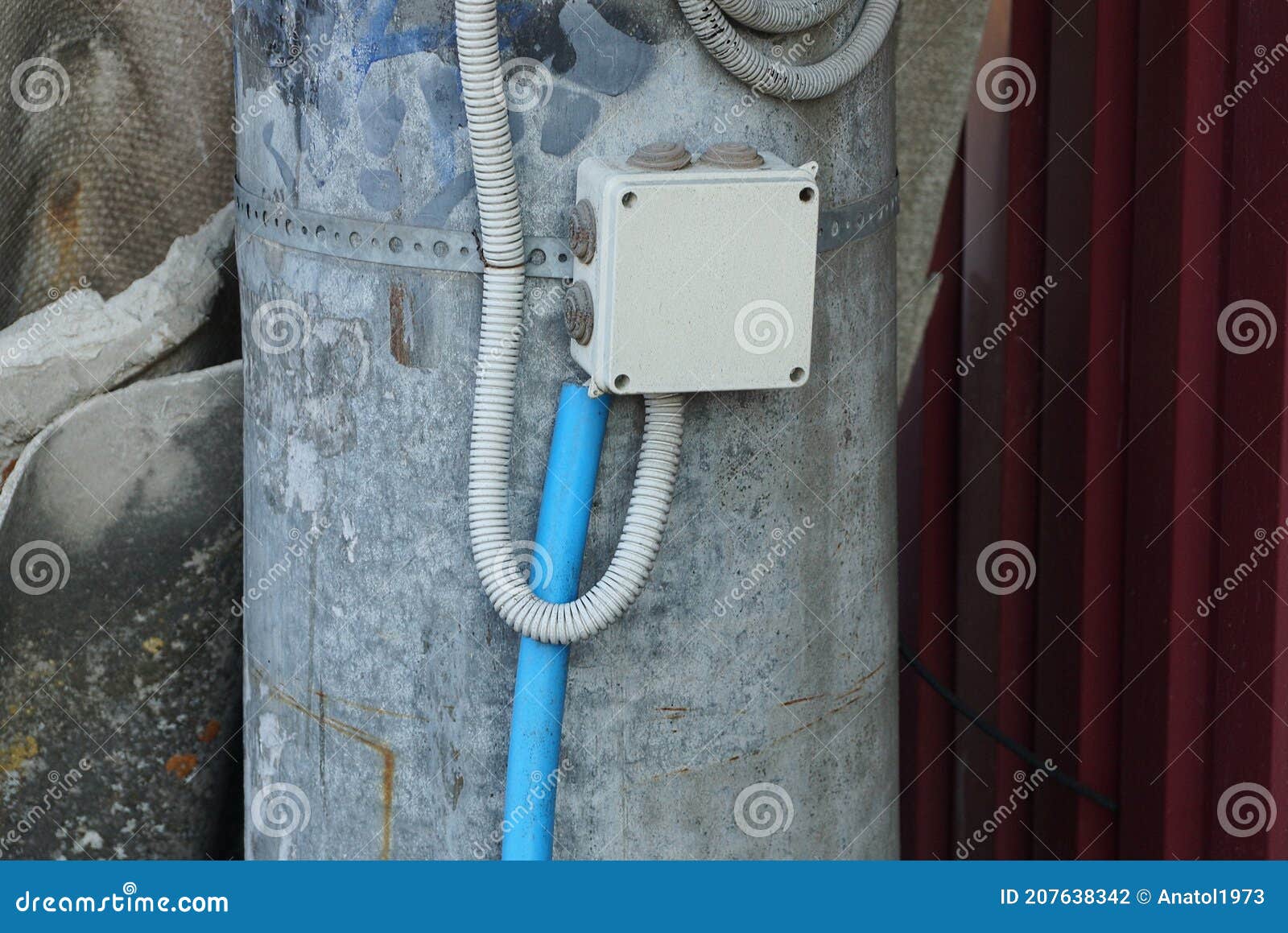 One Small Plastic Square White Box with Electrical Wires Stock Photo ...