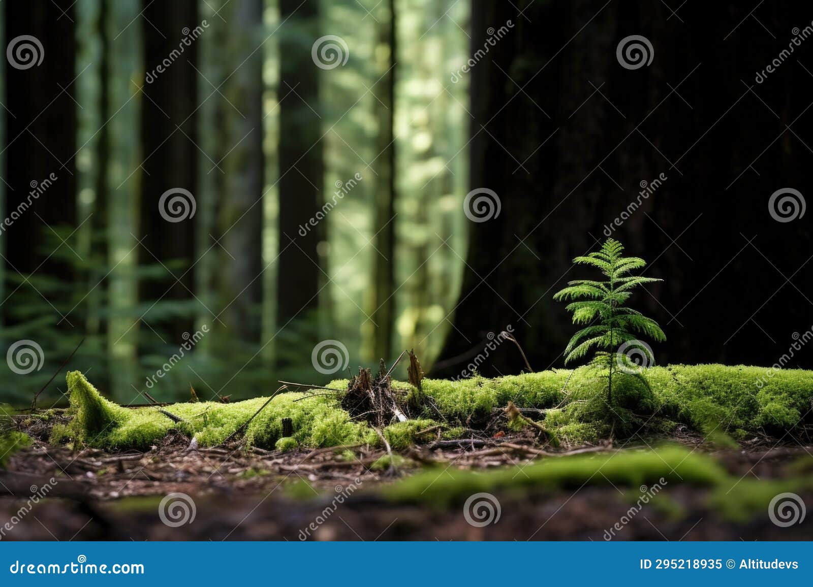 One Small Tree in a Forest of Giants Stock Image - Image of scale ...