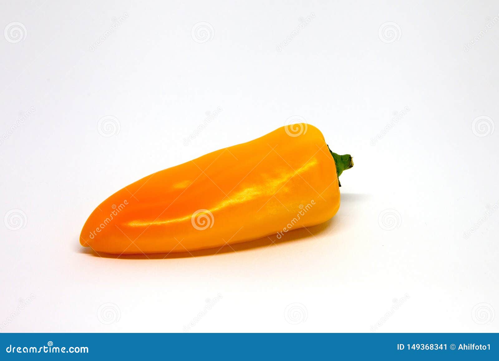 One Small Yellow Pepper on a White Background. Stock Image - Image of ...