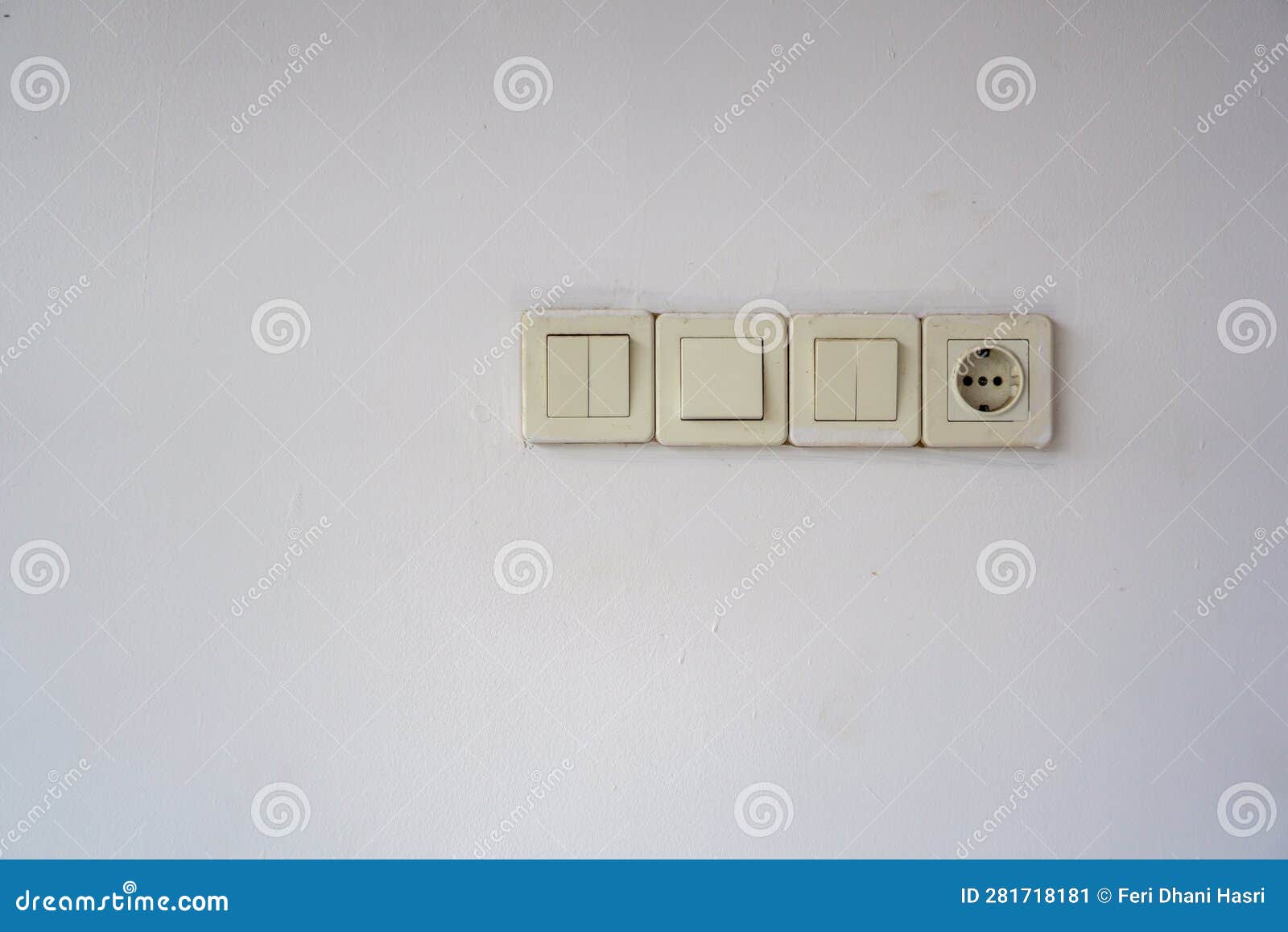One Socket and Three Switch. Electric Socket and Lamp Switch Button on ...