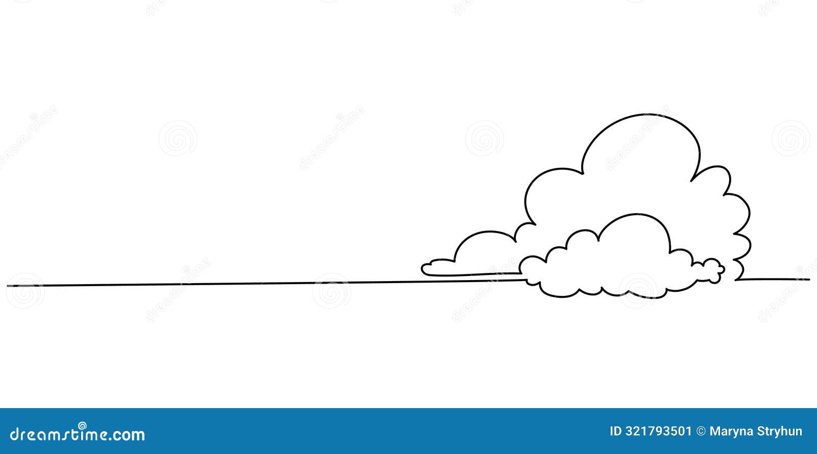 One Solid Line Drawing of Clouds in the Sky on a White Background ...