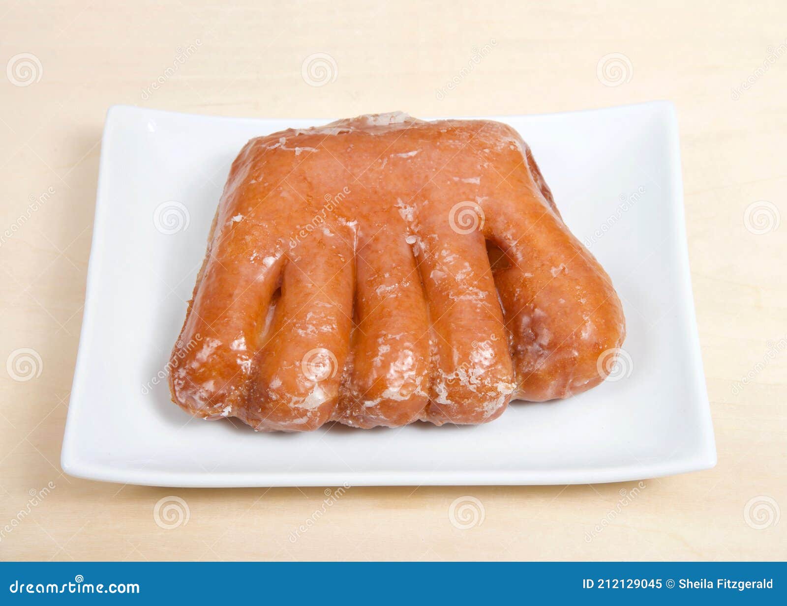 One Bear Claw Donut on Rectangular Plate Stock Image - Image of food ...
