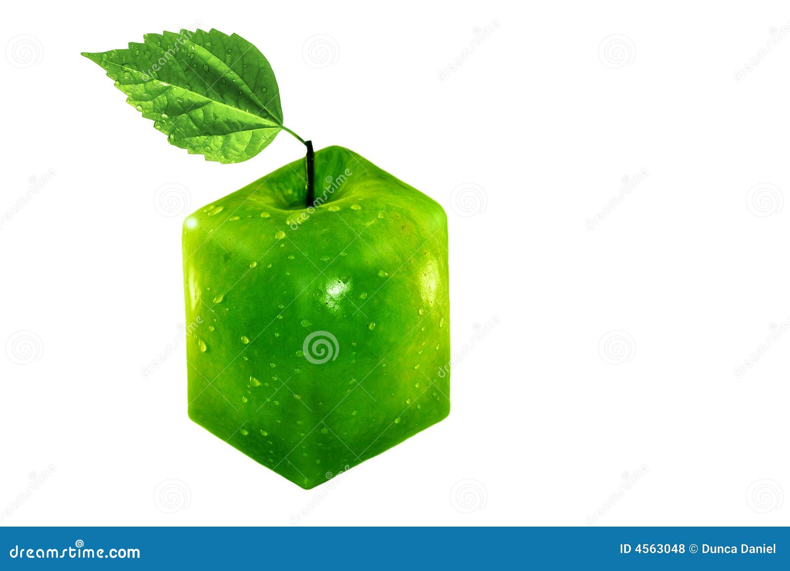 One Square Apple Isolated on White Stock Photo - Image of unreal ...