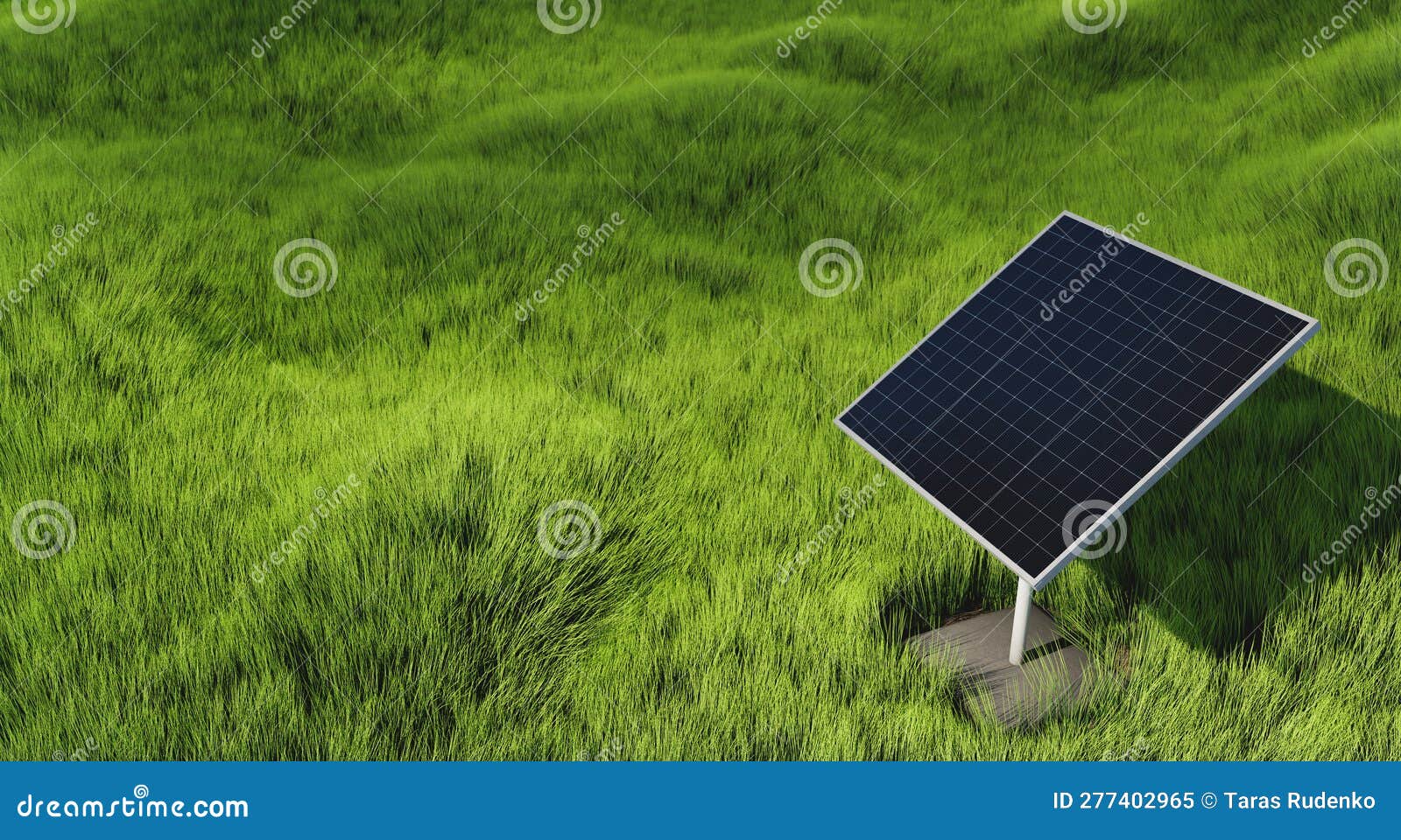 One Square Solar Panel on Green Grass Background Stock Image - Image of ...